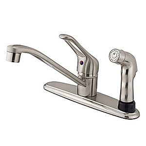 Kingston Brass KB563SNSP Wyndham Single Loop Handle Kitchen Faucet with Deck Sprayer, 8-Inch, Brushed Nickel