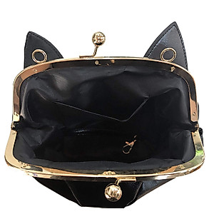 JHVYF Women Vegan Casual Crossbody Bag Purse Small Cute Cat Ear Sling Shoulder Bags Wallet Black