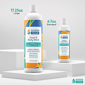 Almond Clear Face & Body Wash [6.7 Fl Oz] Skin Care for Acne and Folliculitis-Prone Skin - Gentle Everyday Exfoliating Cleanser with Mandelic Acid and Botanicals