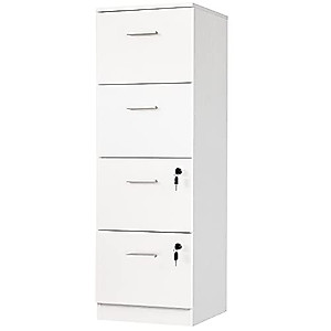 YITAHOME 4-Drawer File Cabinet with Lock, 15.86" Deep Vertical Filing Cabinet, Storage File Drawers for Letter A4-Sized Files, Need to Assemble, White