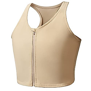 Wonababi Chest Binder Corsets for Transgender, Binder Trans with Zipper Half Length Comfortable Flat Tank Top FTM Binder Bra