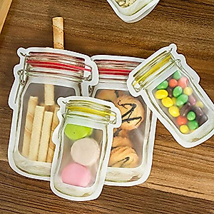 Fireboomoon 30 PCS Multi-Size Mason Jar Bottle Pattern Zipper Bags,Reusable Airtight Seal Leak-Proof Portable Food Snack Save Storage Pouch Bag for Travel Picnic Camping and Kids