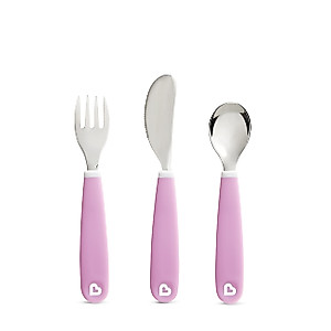 Munchkin Raise Toddler Fork, Knife & Spoon Set, Purple