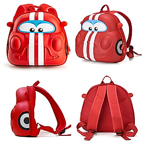 Car Toddler Backpack,Bookbags for Boy Preschool,Kids 3D Cartoon Backpack Daycare(Red)
