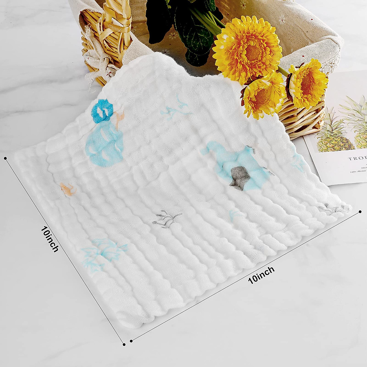 PPOGOO Baby Muslin Washcloths Natural Purified Cotton Baby Wipes Soft Newborn Baby Face Towel