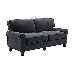 Serta Copenhagen 73" Sofa - Pillowed Back Cushions and Rounded Arms, Durable Modern Upholstered Fabric - Charcoal
