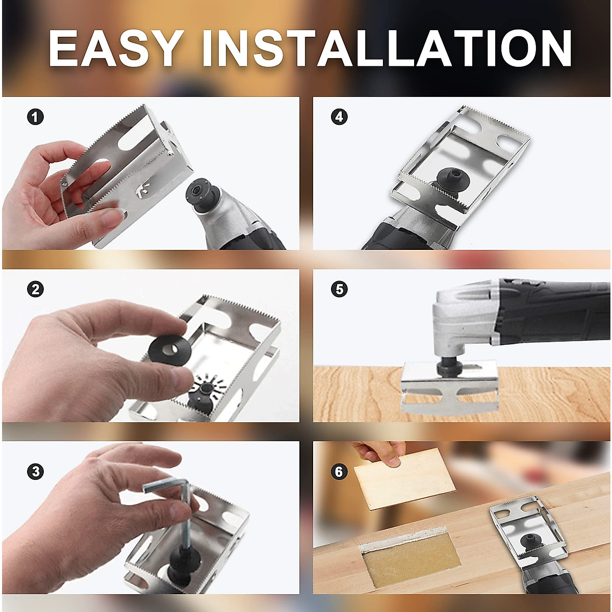 2 Pcs Stainless Steel Square Slot Cutter, Drywall Oscillating Tool Outlet Box Cutter, Electrical Box Drywall Outlet Cutout Tool, One Step in Place Oscillating Square Blade for Wood, Plastic Metal