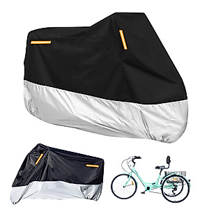 Sibosen Premium Bike Cover Adult Tricycle Cover Fits Most 3 Wheel Bikes Motorcycles Outdoor Storage, 104" L x 43.3" W x 49" H