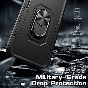 SUEJIA Galaxy A52 5G Case with Tempered Glass Screen Protector, Hybrid Slim Fit Durable Shockproof Protective Case Magnetic Ring Car Mount Kickstand for Samsung Galaxy A52 5G,Black