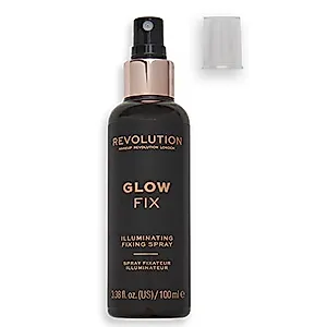 Makeup Revolution, Glow Fix Illuminating Fixing Spray, Glow Finish, Hydrating & Brightening Setting Spray for Face, Vegan & Cruelty-Free, 3.38fl.oz