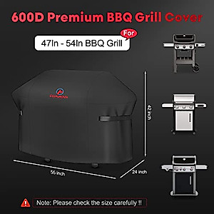 Comnova Grill Cover 55 Inch - 600D BBQ Cover for Outdoor Grill Heavy Duty and Waterproof, 55 Inch Barbecue Gas Grill Covers for Weber, Char-Broil, Nexgrill, Monument, Dyna-glo, Brinkmann and More