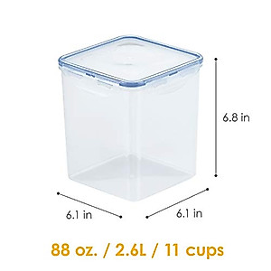 LocknLock Easy Essentials Food lids/Pantry Storage/Airtight containers, BPA Free, Square-11 Cup-for Sugar, Clear