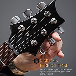 Flexzion Guitar Tuner Pegs Locking Tuners 3x3, 6 Pieces Chrome Finish Acoustic Guitar Pegs Key Machine Electric and Acoustic Guitar Tuner Musical Instrument Parts and Accessories Replacement