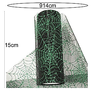 Halloween Tulle, 6 Inch x 10 Yards (30 Feet) Black Tulle Fabric, Spider Web Tulle Rolls, Black Spider Web, Glitter Tulle Rolls Silver