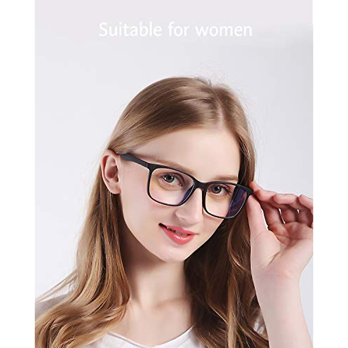 ANRRI Blue Light Blocking Glasses, Anti Eyestrain Lens Lightweight Frame Eyeglasses, Black, Men/Women