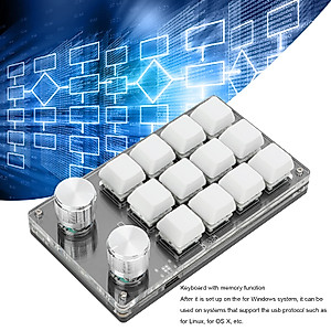 One Handed Macro Mechanical Keyboard, Portable Multifunctional One Handed Mechanical Gaming Keypad with 12 Fully Programmable Keys & Knob, for Windows, for Linux, for Vista, for OS X(White)