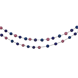 De Kulture Handmade Premium Wool Felt POM POM Garland Eco Friendly Halloween Wall Hanging Home Office Theam Party Holiday Decoration Banner| 48 Inch Long, Indigo Pink & Purple (Set of 2)