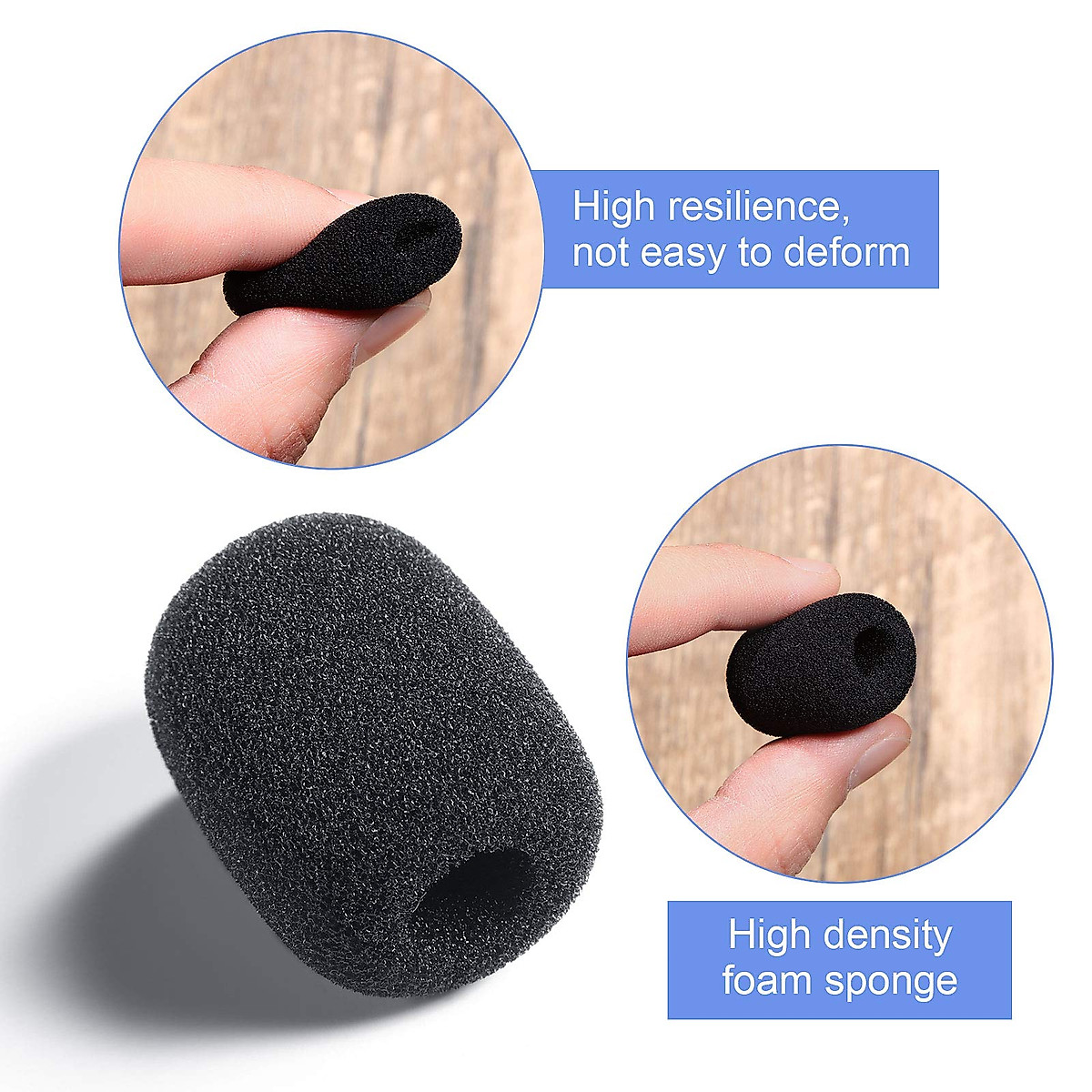 Weewooday 50 Pieces Mini Foam Microphone Windscreen Headset Mic Covers Foam Protection for Small Lapel and Lavalier Microphones(Black)