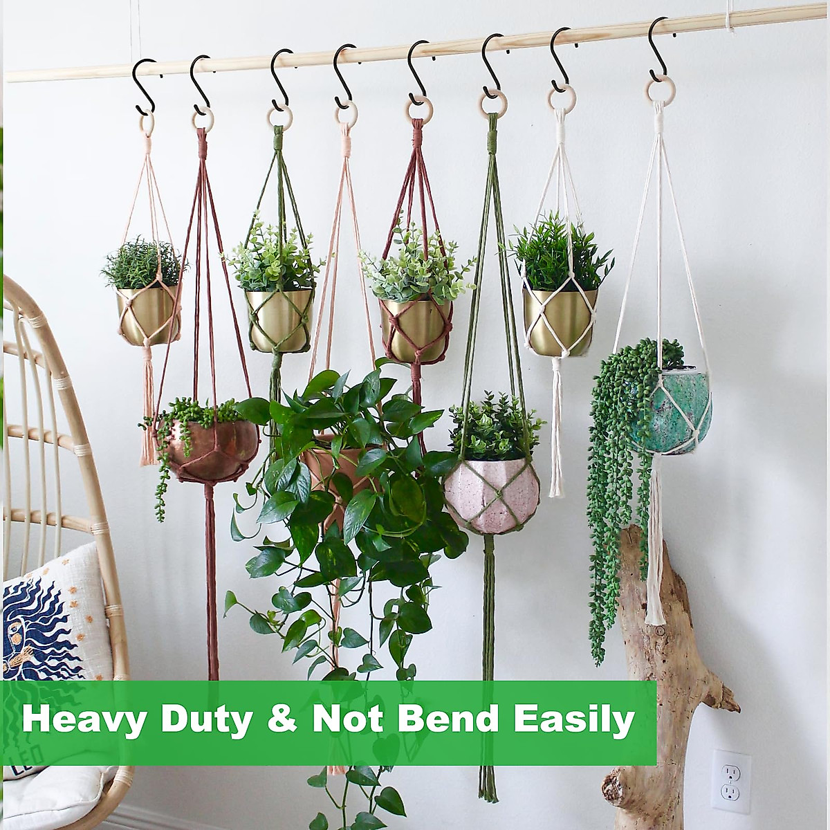 SHUESS 6 Inch 24 Pack Large S Hooks Heavy Duty, Vinyl Coated Black S Hooks for Hanging, Non Slip S Shaped Hooks, Sturdy Metal Black S Hooks for Closet, Bird Feeders, Kitchen,Tools, Bikes