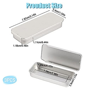 KALIONE Metal Box Containers Empty Slide Top Small Metal Containers 3.14 by 1.34 by 0.4 Inch Rectangular Storage Box Containers for Candies Jewelry Crafts Pills Survival Kit 3Pcs