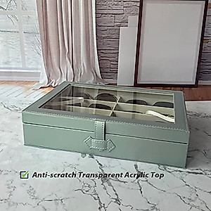 UnionPlus 8-Slots Sunglasses Case Organizer, Eyeglass Glasses Display Holder Collector, Multiple Sunglasses Storage Case, Pearly-lustre Green