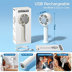 WHOLEV Portable Handheld Fan with Refrigeration Mode, 3 Speed Cold Wind Hand Fan, 3000mAh Battery Operated Rechargeable USB Fan, Non-Slip, Flashlight, Quick Cool Down Ice Cool Circular Cooling Pad