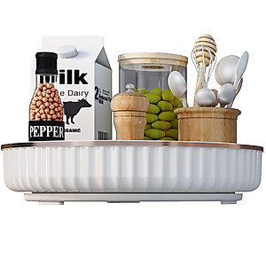 Lazy Susan Organizer, Rotating Spice Rack Turntable for Storage Kitchen Cabinet Pantry Fridge Bins Can Jars (White - 10 inch)