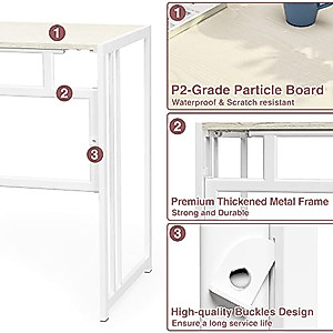 Gezen Folding Desk 40'' Computer Desk for Home Office, No Assembly Office Desk Foldable Simple Study Writing Desk Table for Small Spaces(Beige, White)