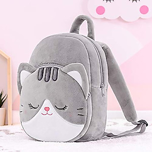Lazada Toddler Backpack Cat Animal Kids Backpacks for Girls Kitty Plush Bag Gray Age 3+