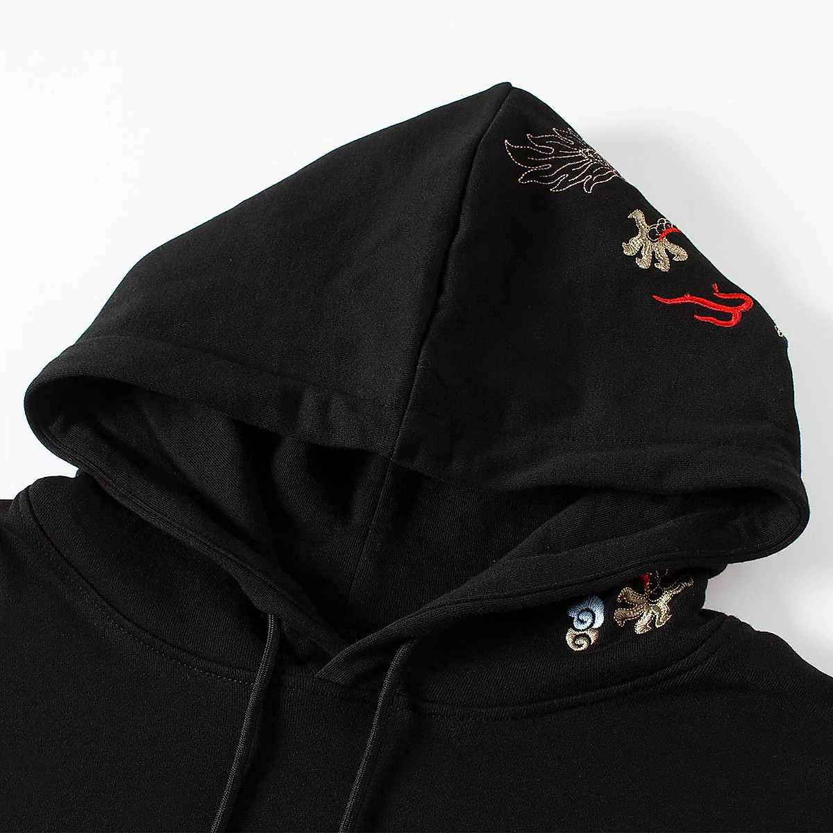 Niepce Inc Streetwear Men's Dragon Embroidered Heavyweight Graphic Hoodies (black-dragon, Large)