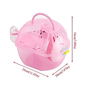 CUYT Breathable Cage Hamster Toy,Mouse Cage,with 11cm Exercise Wheel Multi-Functional Small Hamster Cage,for Travel for Picnic Indoor outdoor(Pink)