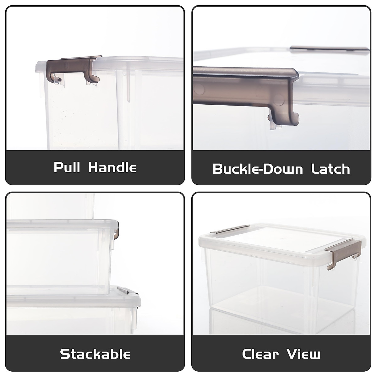 Bienvoun Plastic Storage Bins with Lids,Stackable Storage Box for Organizing,Large Clear Storage Containers 32QT 6 Packs