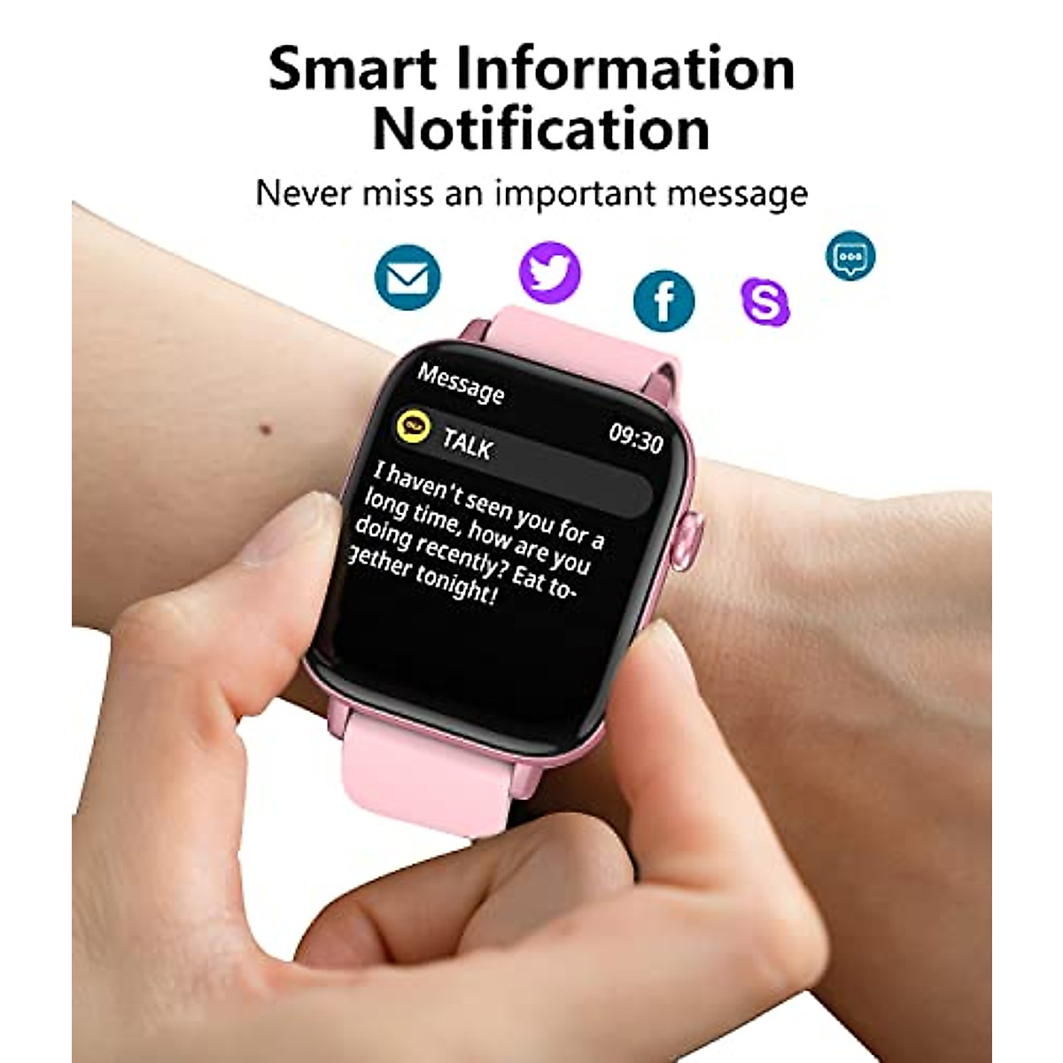 Smart Watch for Men Women, 1.9'' HD Touch Screen Fitness Tracker with Bluetooth Call Answer/Dail, IP67 Waterproof Smart Watch for Android iPhone with Heart Rate Blood Pressure Pink