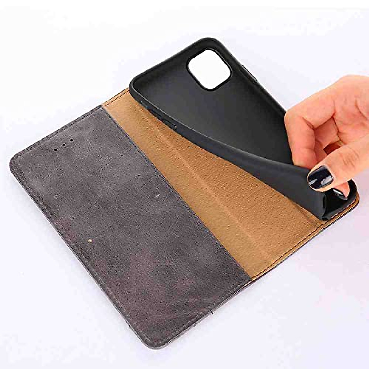 CYR-Guard Phone Cover Wallet Folio Case for Oppo REALME 7 PRO, Premium PU Leather Slim Fit Cover for REALME 7 PRO, Anti-Dirt, Gray