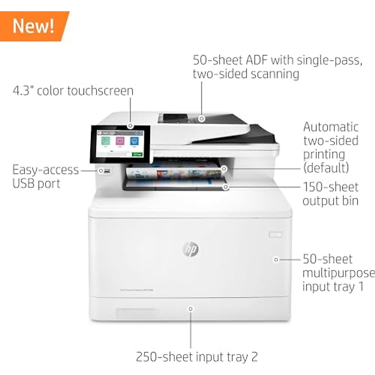 HP Color Laserjet Enterprise M480f Multifunction Duplex Printer (Renewed Premium)