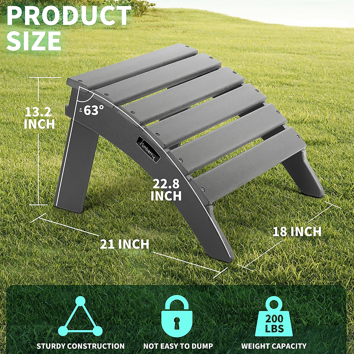 FUNBERRY Adirondack Ottoman, Adirondack Foot Rest,Easy Storage Outdoor Foot Rest,Adirondack Chair Footstool,Patio Foot Stool,Outdoor Ottomans and Footstools