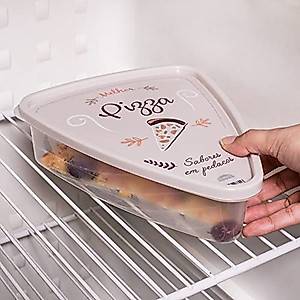 Pizza Slice Container Storage with Lids. Tray, Holder and Saver. 4 Plastic Packs to go. The Best Idea to Serve Pizza to Your Kids. (4, Fendy)