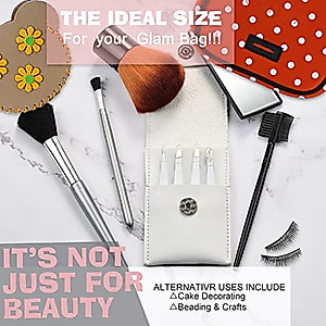 PAFASON Eyebrow Tweezers Set with Premium PU Leather Travel Case-Professional Stainless Steel & High Precision Tweezer Kit for Eyebrow Facial Hair Removal Ingrown Hair Splinter Eyelash for Women & Men