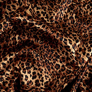 Charmeuse Satin Big Cheetah Tan/Brown/Black, Fabric by the Yard