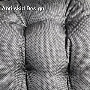 Srutirbo Waterproof Patio Lounge Chair Cushion, Indoor Outdoor Floral Printed Sun Lounger Pad Replacement with Ties, Rocking Chair Sofa Cushion Non-Slip High Back Chair Cushions, 66 Inch (Black)