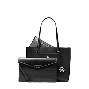 Michael Kors Maisie Large Pebbled Leather 3-IN-1 Tote Bag (Black)