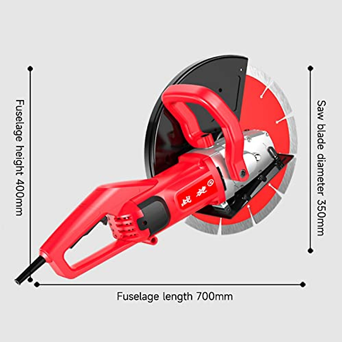 VICSEC 110V 6800W Electric Concrete Saw 14" Wet/Dry Circular Saw with 135 Saw Blade and Rolling Pulley Masonry Cutting Tool for Granite, Porcelain, Wood,Concrete, Stone, etc.