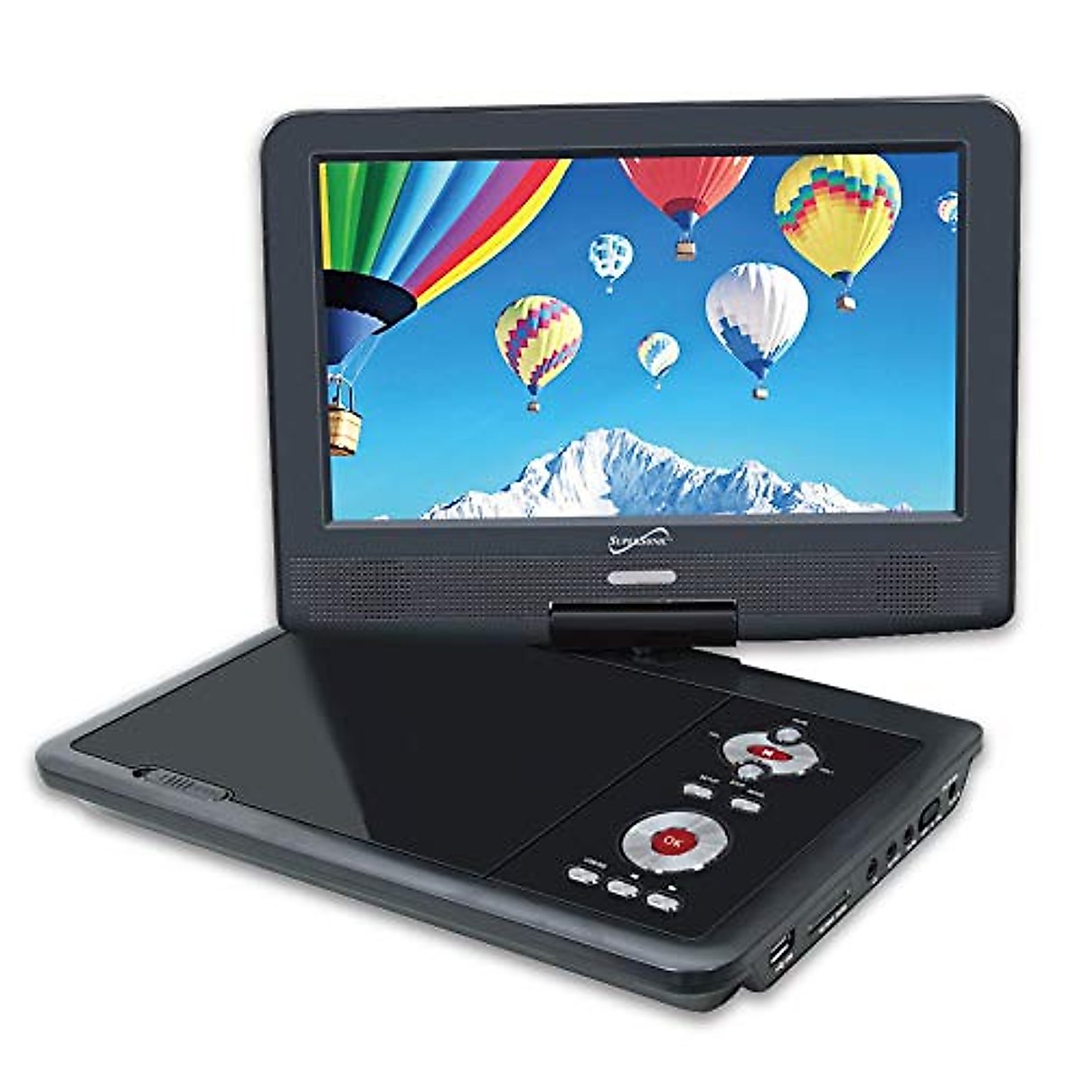 SuperSonic SC-179 Portable DVD Player 9" High Definition: USB and SD inputs with Built-in Lithium Ion Battery and Swivel Display