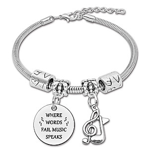 DlaeKua Music Lover Gifts for Teen Girls Bracelet Music Themed Gifts Music Teacher Gifts for Women Marching Band Gift Musician Inspirational Gifts for Daughter Christmas Birthday Gifts for Friends