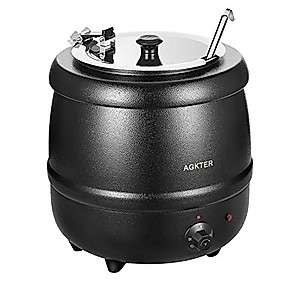 Agkter Electric Soup Warmer With Spoon 10.5-Quart Black