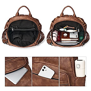 OPAGE Leather Backpack Purse for Women Fashion Ladies Convertible Shoulder Casual Travel Bags With Wristlet