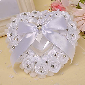 Amosfun Ring Bearer Heart Shape Bride Ring Cushion Ring Pillow for Wedding Engagement Ceremony Supplies