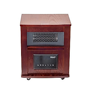 Comfort Zone Wood Cabinet Space Heater with Remote, 16 inch, Adjustable Thermostat, Digital Display, Overheat Protection, Electric, Infrared Quartz, Ideal for Home, Bedroom, & Office, 1,500W, CZ2032C