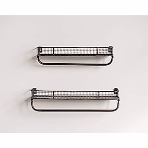 Creative Co-Op Metal Wall Shelves with Hanging Bar (Set of 2 Sizes)