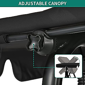 YITAHOME 3-Seat Porch Swing Outdoor Heavy Duty Patio Swing Chair with Stand Adjustable Canopy Soft Cushion for Garden, Patio, Lawn, Balcony and Deck, Black